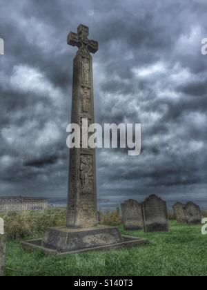 Caedmons Cross in St Marys Churchyard at the top of Abbey Steps Whitby ...