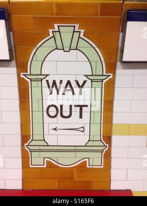 Art Deco Way Out Sign Stock Photo - Alamy