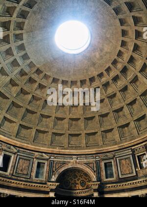 The Pantheon in Rome from, A beam of light falls through the hole in ...