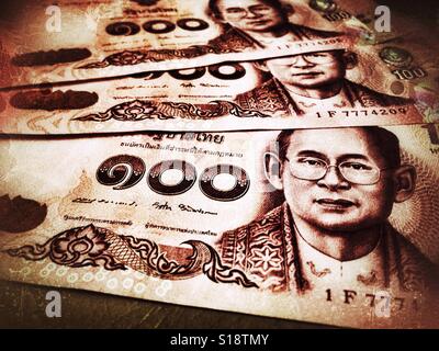 Close up of thailand currency, thai baht with the images of Thailand ...