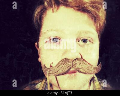 Ginger haired boy with ginger comedy moustache and comedy glasses Stock ...