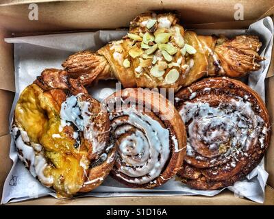 Box of Danish pastries Stock Photo - Alamy