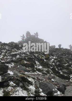 Snow on the Peak of Mount Snowdon, North Wales, landscape, telephoto ...