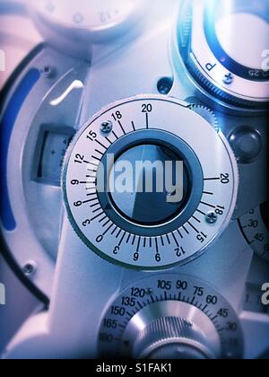 Ophthalmology office, close up of phoroptor refraction machine, USA ...