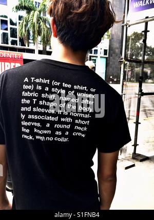 Casual black cotton crew neck t-shirt template for guy, front view ...