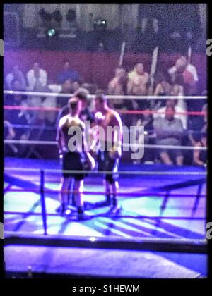 Boxers facing off boxing ring Stock Photo - Alamy