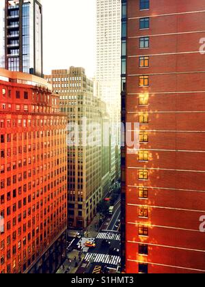 Skyscrapers and reflections on 34th street, NYC, USA Stock Photo - Alamy
