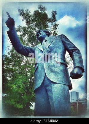 Statue of Sir Bobby Robson, Portman Road, opposite the home ground of ...