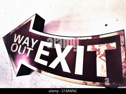 way out sign with arrow Stock Photo - Alamy