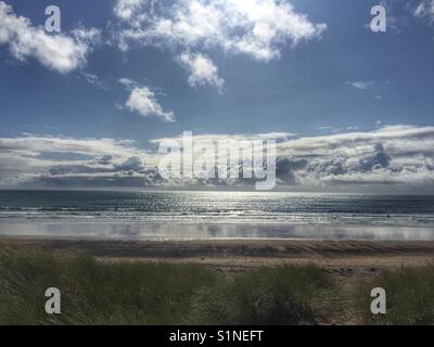 Late afternoon on Broad Beach, Rhosneigr, Anglesey, North Wales Stock ...