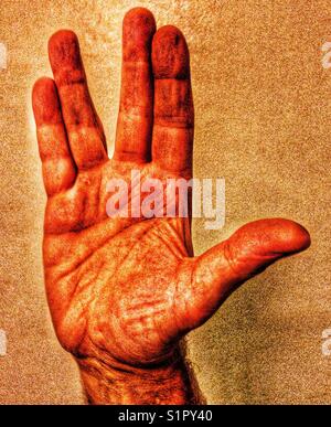 Hand gesture for the Vulcan greeting - Mr Spock famous gesture from the ...