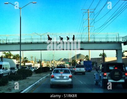 MEXICO Cabo San Lucas Traffic sign stop sign and speed bumps at ...