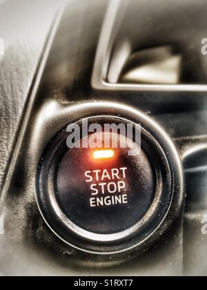 start stop engine buttons in car Stock Photo - Alamy