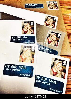 Royal Mail Air Mail Stickers Par Avion Labels Airmail Stock Photo - Alamy