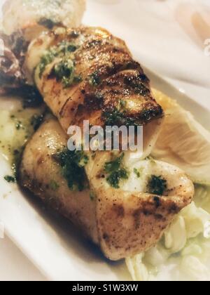 Sepia a la plancha, Grilled cuttlefish, a typical Spanish dish served ...