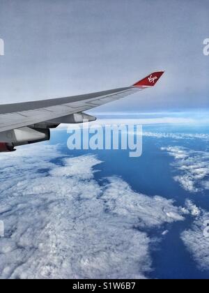 View out over the wing of a Virgin Atlantic airliner Stock Photo - Alamy
