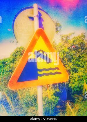 Danger hazard sign port quayside danger ship Stock Photo - Alamy