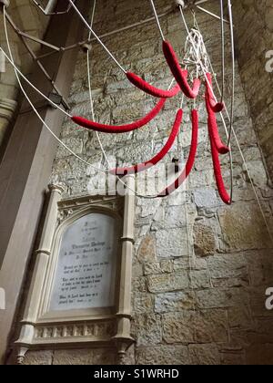 Bell ropes in English village church,Bell ringers rope in church,church ...