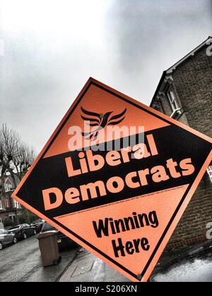 Liberal Democrats campaign sign on road on the border of Wiltshire and ...