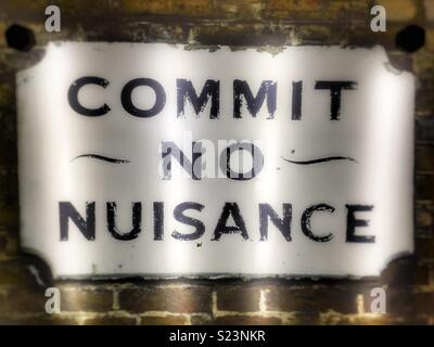 Commit No Nuisance Sign on Market Hall, Amersham, Buckinghamshire Stock ...