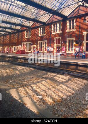 Train station at Stoke on Trent where travellers wait for a virgin ...