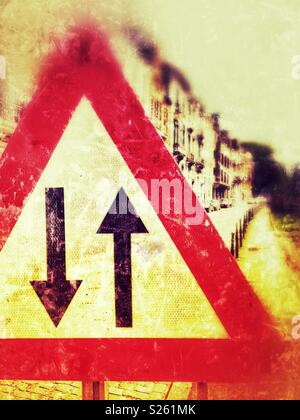 two way traffic sign illustration isolated over white Stock Photo - Alamy