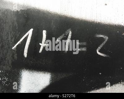 Simple math equation 3 plus 2 equals 5. Mathematics learning and school ...