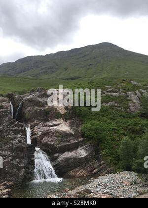 Waterfall, meeting of three waters, Glencoe, Argyll, Scottish Stock ...