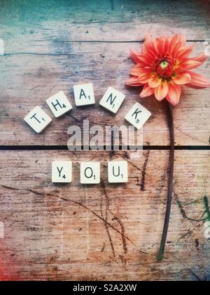 Thank you scrabble letters Stock Photo - Alamy