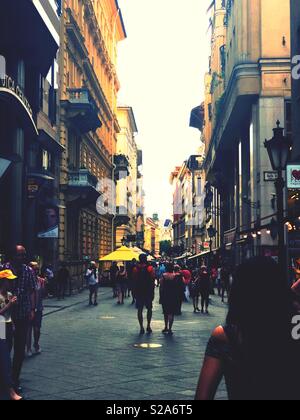 Busy street scene in Budapest, with trams and traffic Stock Photo - Alamy