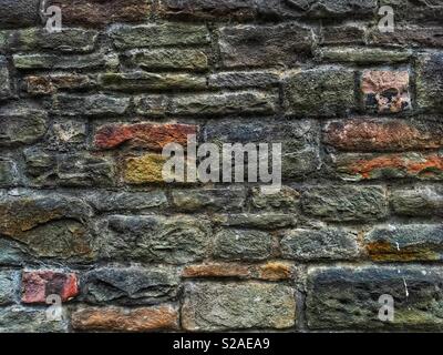 Detail of a wall built from pennant sandstone in Bristol, UK Stock ...