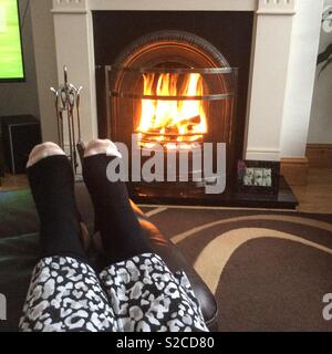 Cozy and warming log fire in the fireplace, in the province of Alicante ...