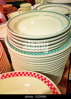 Plates In Stacks Stock Photo - Alamy