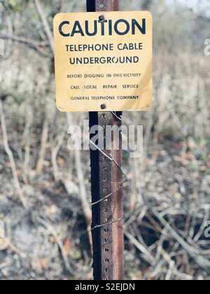 Underground Telephone Cable Sign Stock Photo - Alamy