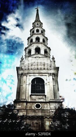 Christopher Wren wedding cake tiered tall spire of St Brides Church in ...