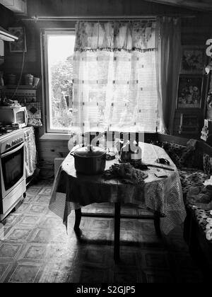 A Russian summer house or dacha, in Holovka near Perm in eastern Russia ...