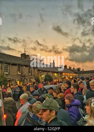 Christmas lights Castleton Derbyshire England UK Stock Photo - Alamy