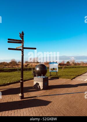 Greenwich Meridian Line Globe at Cleethorpes Lincolnshire UK. " The ...