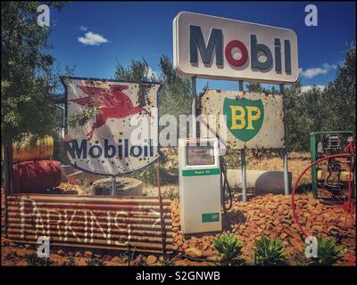 Vintage petrol signs at Toeka Stoor in Windmeul near Paarl, South ...