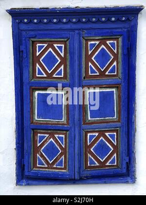 Old window of an Romanian traditional wooden church in countryside in ...