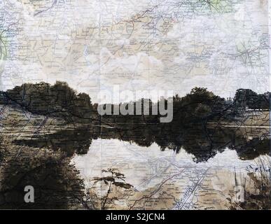 vintage landscape map Stock Photo - Alamy