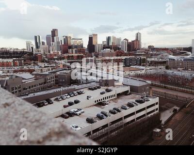 Rooftop view of city from Denver Art Museum, Denver, Colorado Stock ...