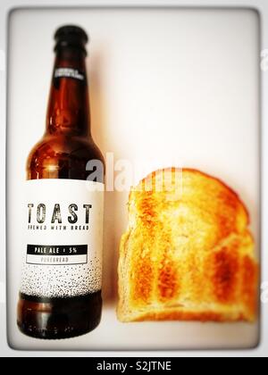 A bottle of Toast Pale Ale brewed with surplus bread. It has a strength ...