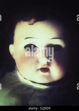 Creepy antique German baby doll with missing eyes Stock Photo - Alamy