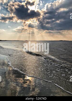 Sunset on the beach of Tybee Island, Georgia Stock Photo - Alamy
