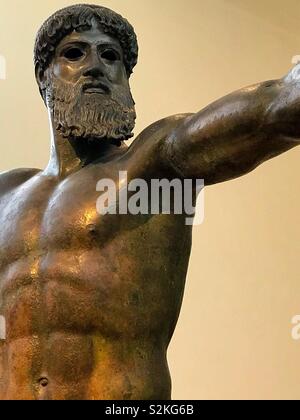 Bronze statue of Zeus or Poseidon (460 B.C.) in National Museum, Greece ...