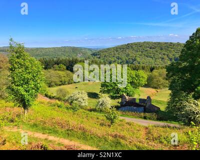 View from the foot of the Garth mountain across countryside towards ...