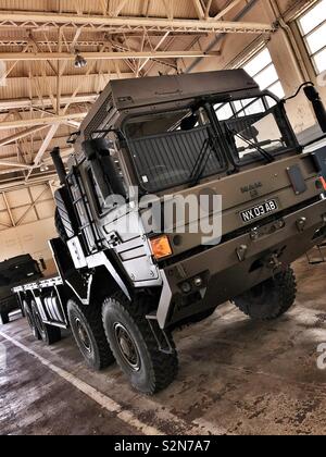 Green British Army military MAN trucks; HX 8x8 Heavy Recovery Vehicles ...
