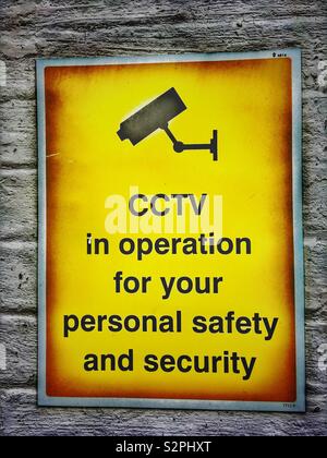 Close up of CCTV warning sign signage Yorkshire England UK United ...