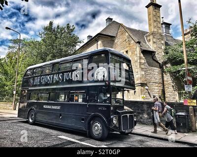 The Ghost Bus Tours double decker bus on the Royal Mile in Edinburgh ...